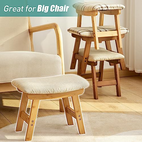 viewcare Foot Stools Ottoman, Small Foot Stool Ottoman, and Footstool, Wooden Foot Stool, Sofa Footrest Extra Seating for Living Room Entryway Office