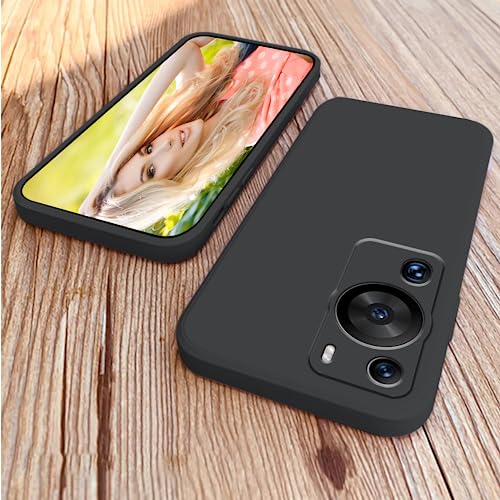 Jancyu Compatible with Huawei P60 Pro Case Soft, Silicone Phone Case for Huawei P60 Pro, 360°Full Protective, Shockproof and Fingerprint Resistant Accessorie (Black)