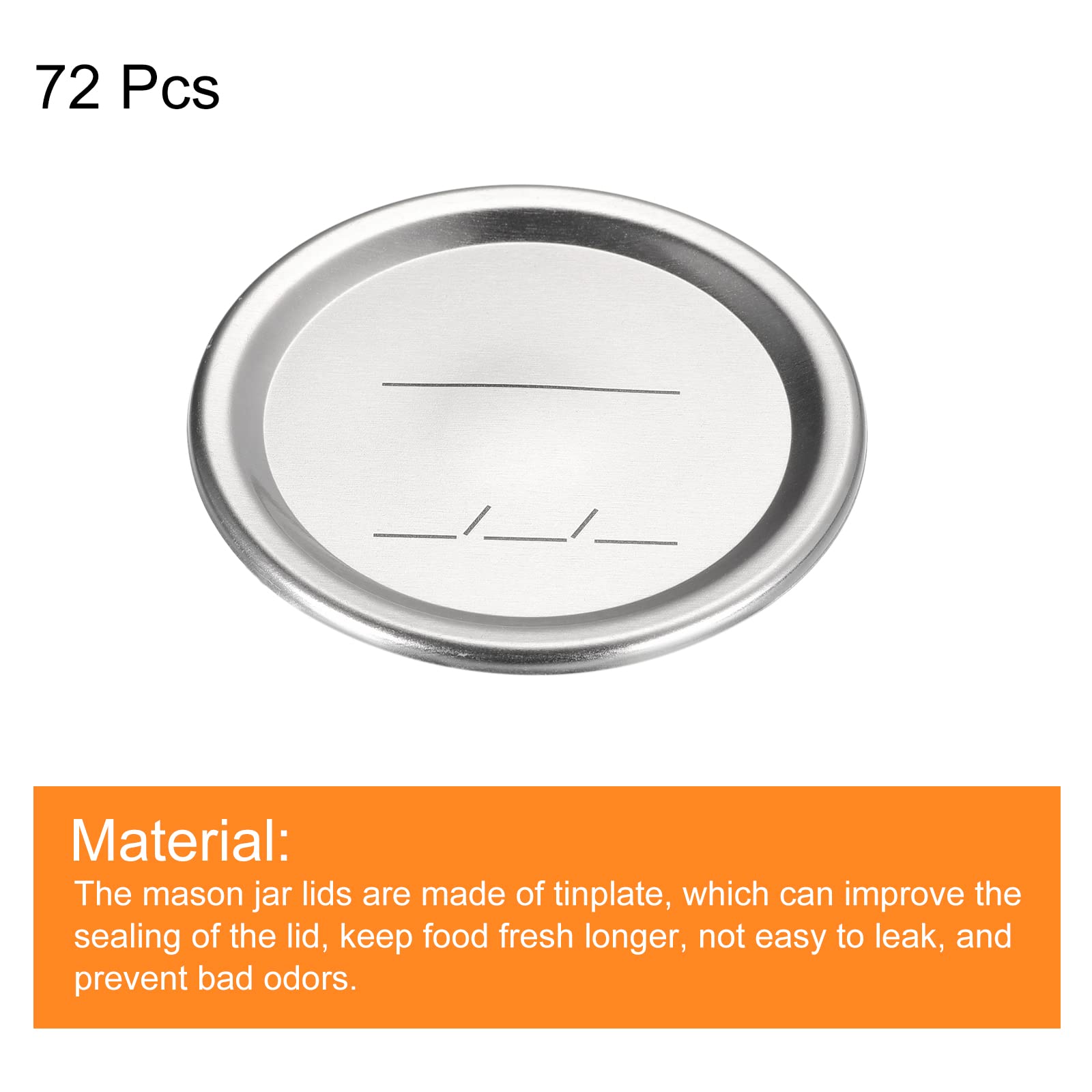 uxcell Canning Lids, 72pcs - Tinplate Split-Type Mason Jar Lid, Regular Mouth with Date Leak Proof Fits Storage Cover (Silver)