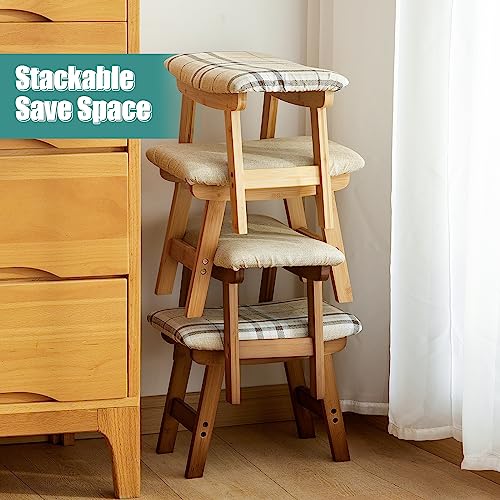 viewcare Foot Stools Ottoman, Small Foot Stool Ottoman, and Footstool, Wooden Foot Stool, Sofa Footrest Extra Seating for Living Room Entryway Office