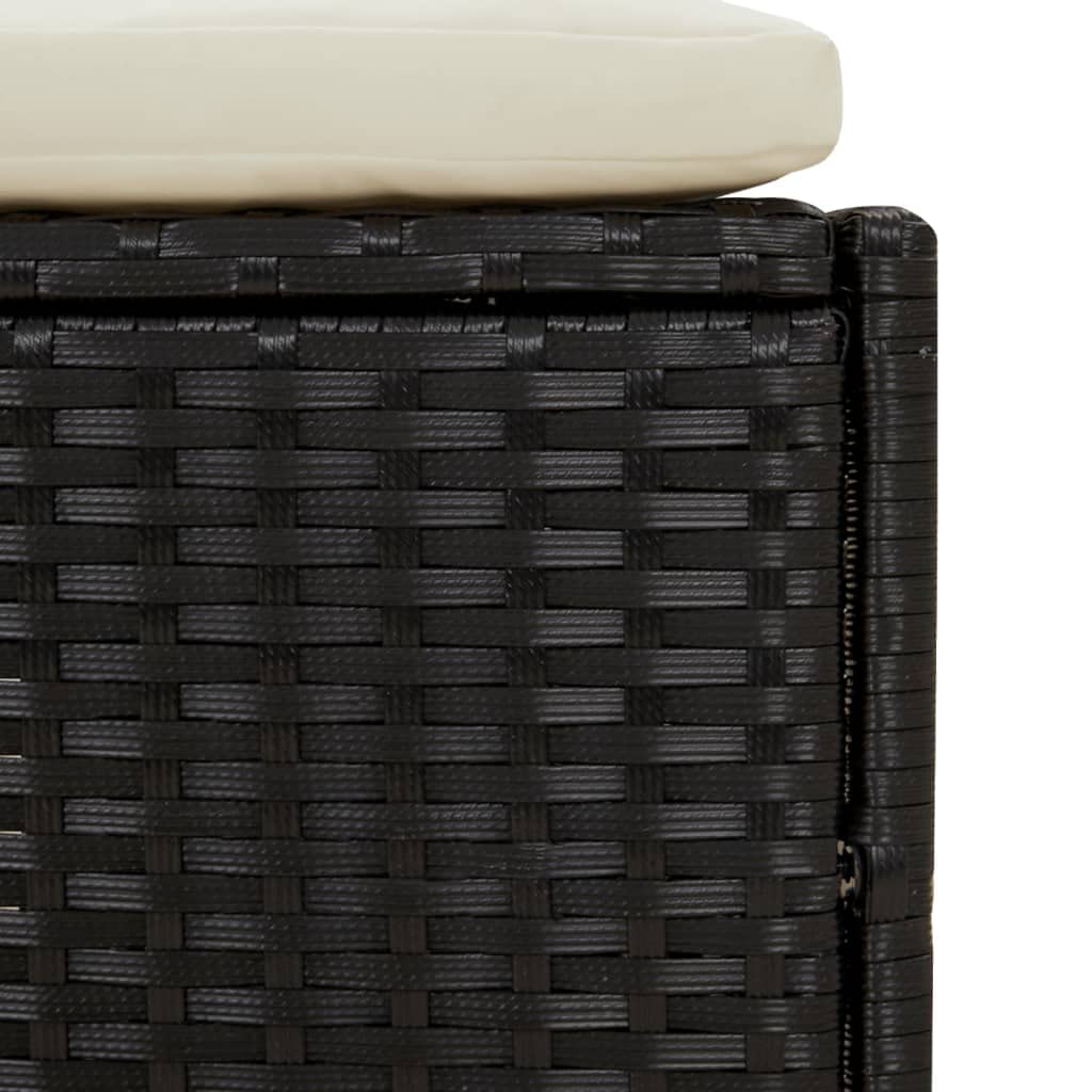 vidaXL Hot Tub Surround with Spa Bench, Storage Shelf, and Spa Step - Durable PE Rattan and Powder-Coated Steel Construction, Solid Acacia Wood Step, and Comfortable Cushions - Black