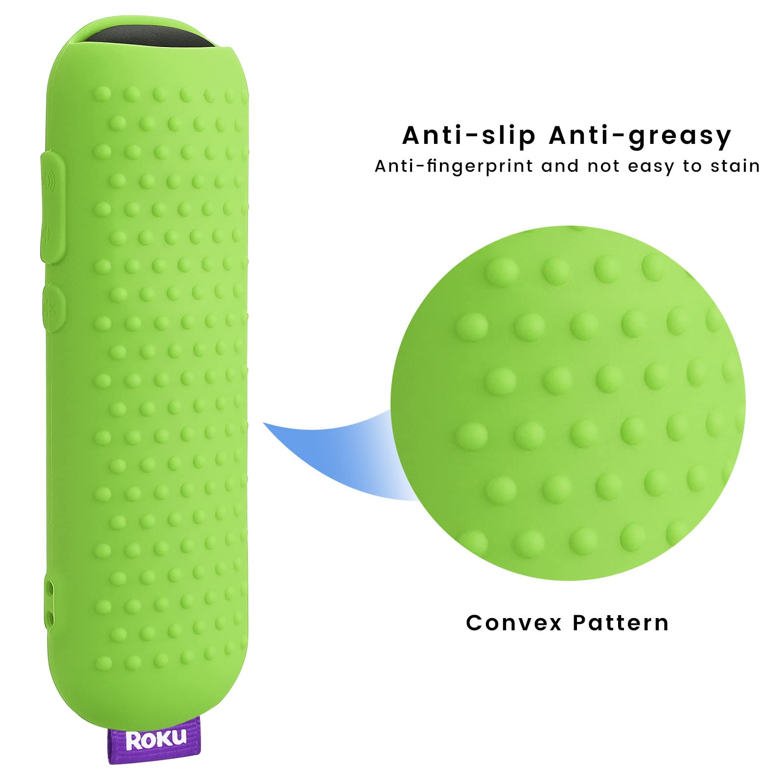 Glow Green Remote Cover Replacement for Roku Voice Remote (Official) Controller RCA1R, RC-GZ1 - Glowing in The Dark - Silicone Case with Lanyard for Roku Players, Audio and TV