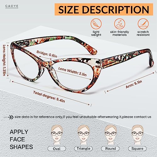 Gaoye 6 Pack Reading Glasses for Women Computer Blue Light Blocking Stylish Cat Eye Readers Anti Eye Strain with Spring Hinge (G1 6-pack mix, 3.00, multiplier_x)