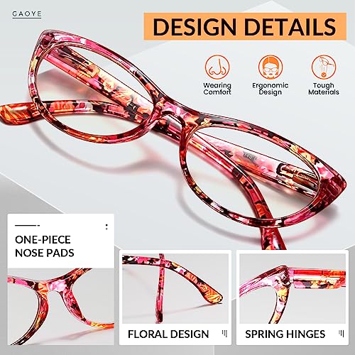 Gaoye 6 Pack Reading Glasses for Women Computer Blue Light Blocking Stylish Cat Eye Readers Anti Eye Strain with Spring Hinge (G1 6-pack mix, 3.00, multiplier_x)