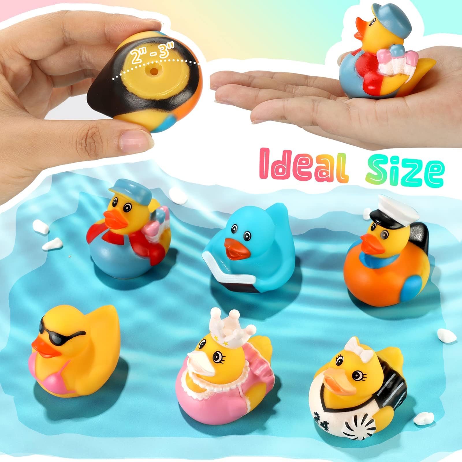 Assortment Rubber Ducks in Bulk, 50-Pack Assorted Mini Duckies Toy for Ducking Cruise Ships, 2'' Floater Duck for Kids Bath Toy, Gift for Birthday Thanksgiving Halloween Christmas Party Favors