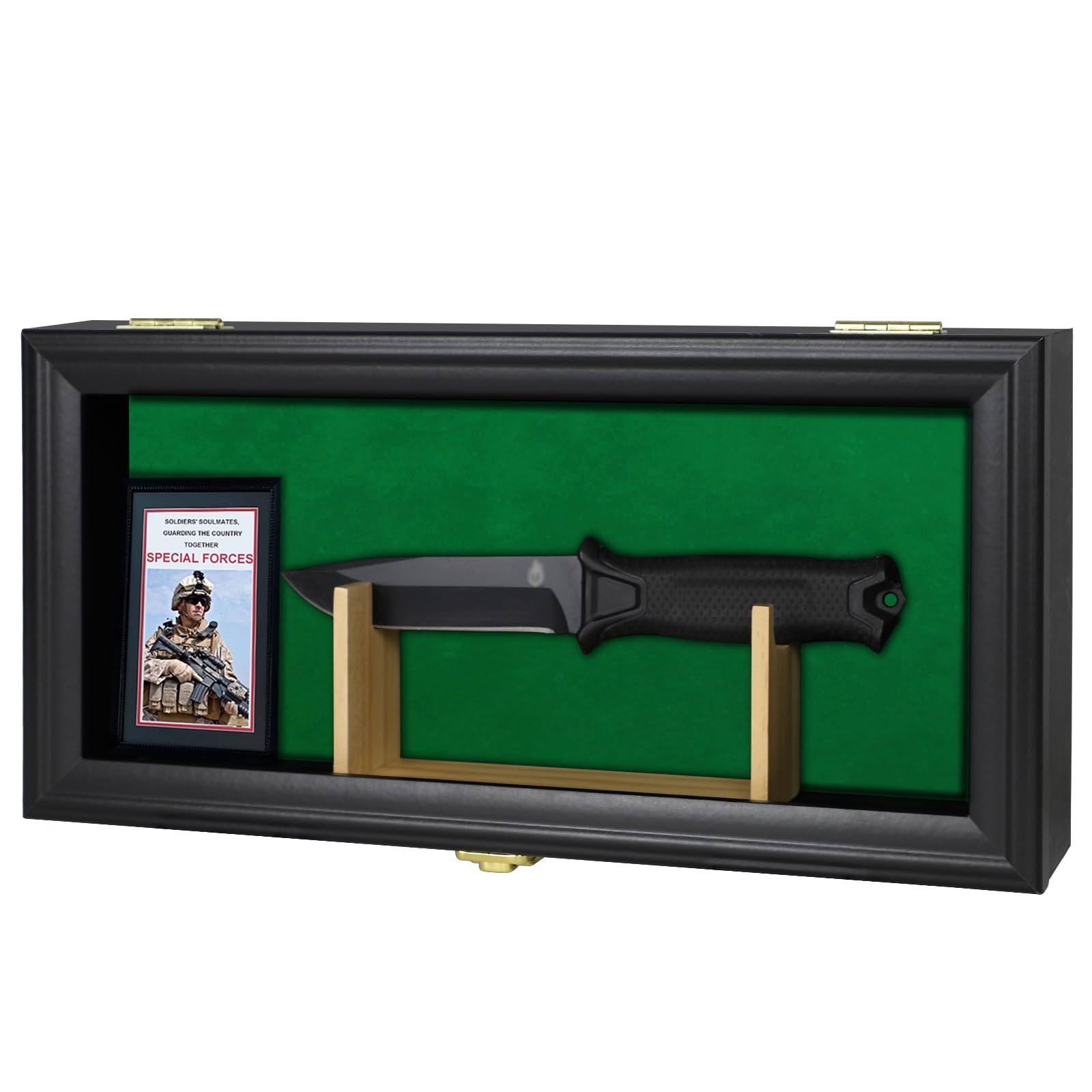 HOROW Knife Display Case Collect Pocket Knife Display Stand Military Folding Single Knife Shadow Box Wall Mount Cabinet with Uv Protection Acrylic Lockable Collectibles Knife-Black