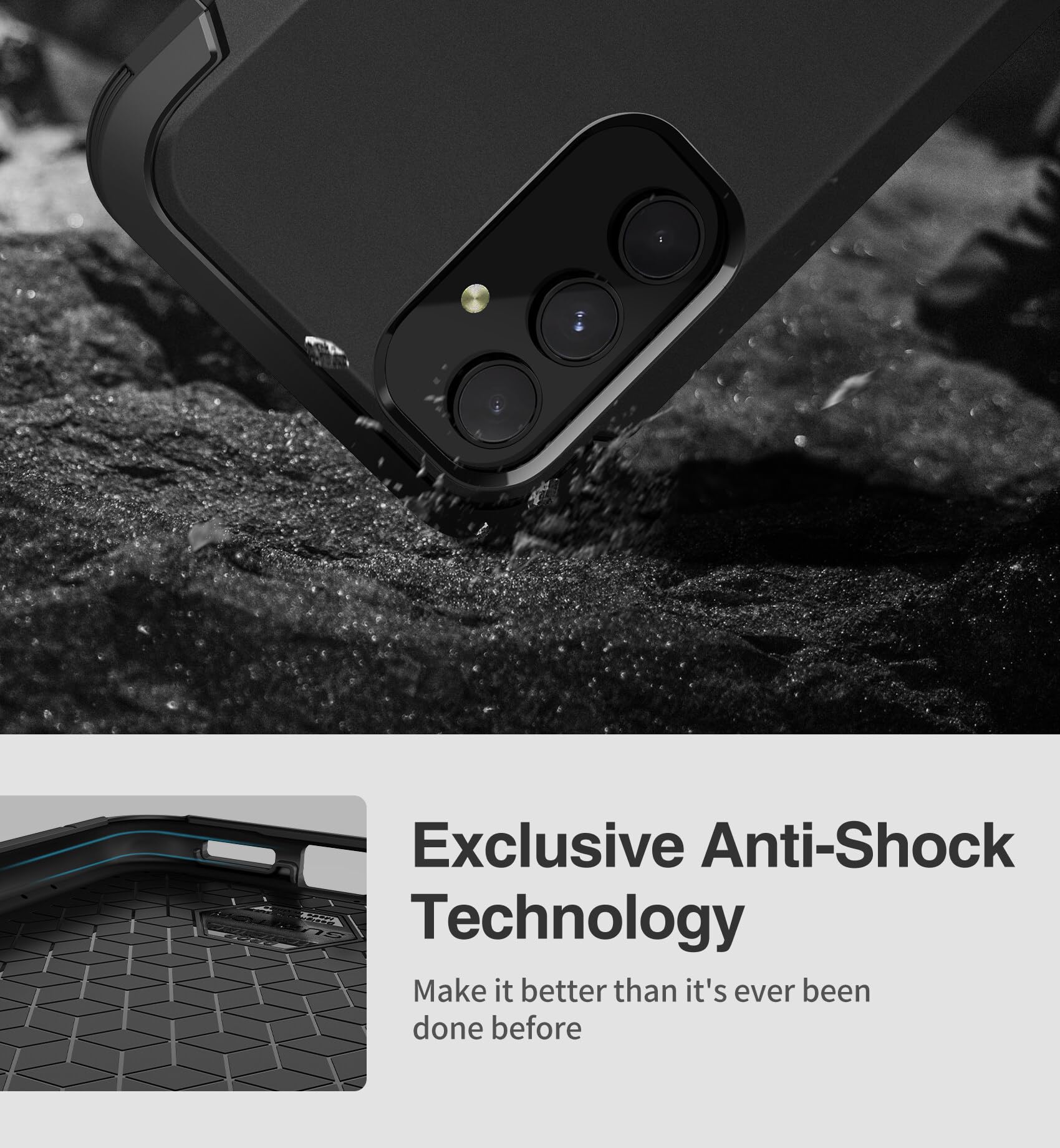 SURITCH for Samsung Galaxy A54 5G Phone Case, Full Body Shockproof Protective Military Grade Rugged Dual Layer Case with Built in Screen Protector -Black