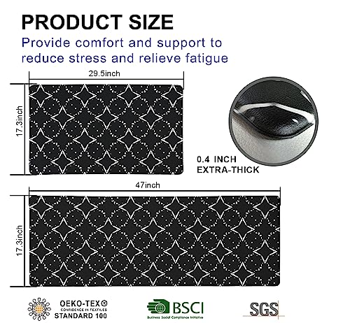 Soft Anti Fatigue Mat for Kitchen Floor, Non Slip Cushioned Kitchen Rugs Sets, Waterproof Washable Memory Foam Standing Desk Mat Runner, Comfort Cushion for Sink Laundry Room Home 17.3"x29.5"(1 PC)