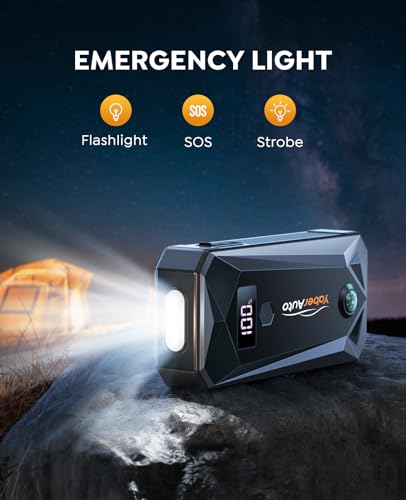 YaberAuto 5500A Car Battery Jump Starter for All Gas/10.0L Diesel Engines, 99.16Wh Portable Car Jump Starter Battery Pack, 12V Jump Box Battery Jumper Starter Portable with Safety Jumper Cables, Light