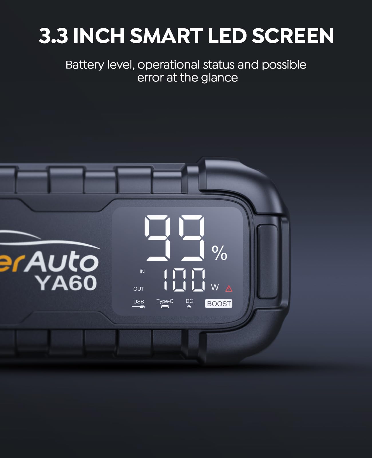 YaberAuto Car Battery Jump Starter 7000A 65W Fast Charging (All Gas/12.0L Diesel) Portable Car Jump Starter Battery Pack, Jump Box Battery Jumper Starter Portable Jumper Cables, 150W DC, 600LM Light