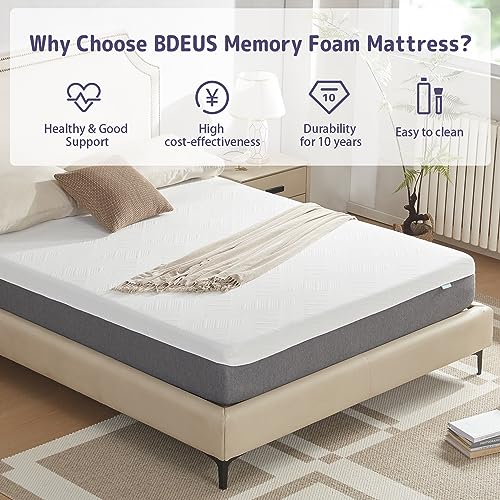 BDEUS King Mattress, 8 inch Gel Memory Foam King Size Mattress for Cool Sleep & Pressure Relief, Medium Firm Bed Mattresses, Bliss