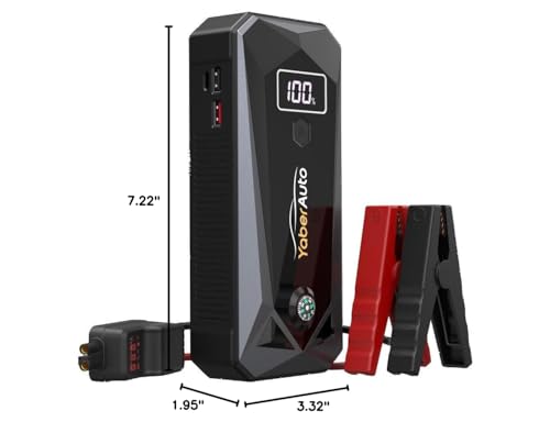 YaberAuto 5500A Car Battery Jump Starter for All Gas/10.0L Diesel Engines, 99.16Wh Portable Car Jump Starter Battery Pack, 12V Jump Box Battery Jumper Starter Portable with Safety Jumper Cables, Light