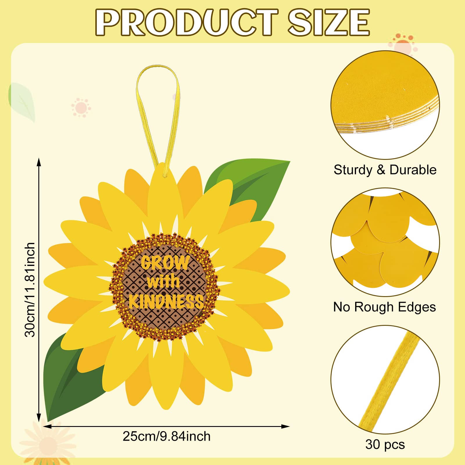 Patelai 30 Sets Be Kind Sunflower Craft Kit for Kids DIY Religious Kindness Sunflower Make Your Own Sunday School Craft Bulk for Kids Summer Spring Fun Home Classroom Activities