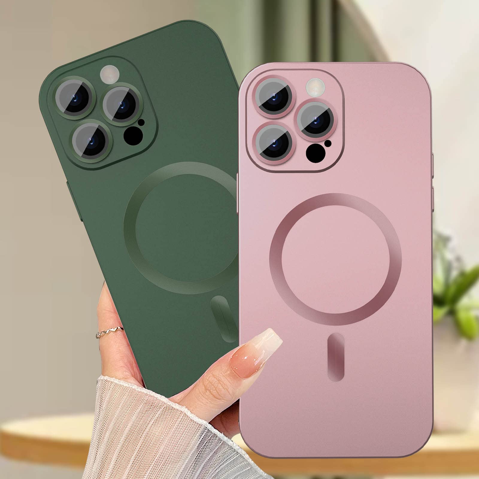 Womdakon Magnetic Case for iPhone 14 Pro Max Phone Case for Women, [Adaptation with Magsafe] Matte Luxury Soft Metallic Luster Design for iPhone 14 Pro Max 6.7'' with Camera Protector-Pink