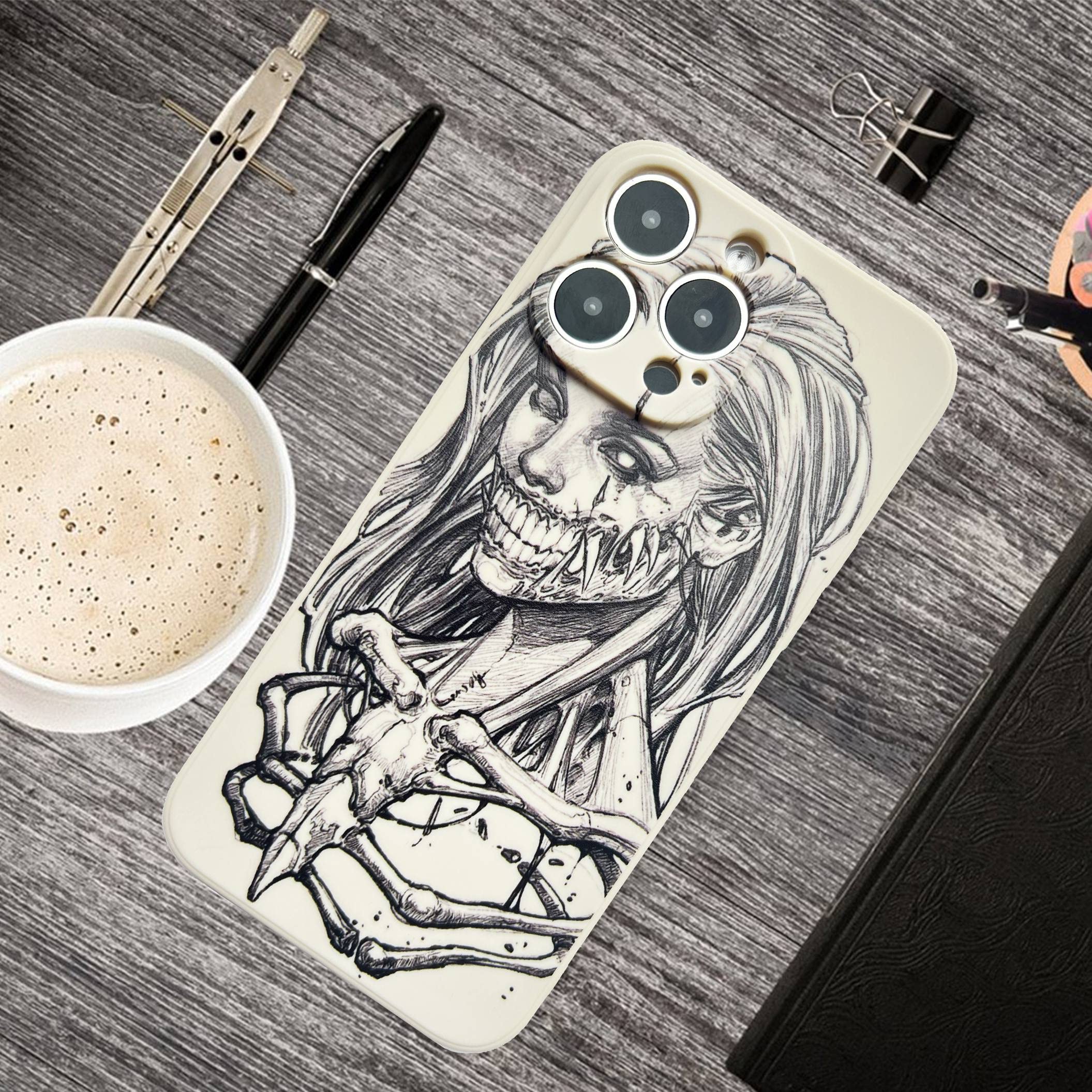 Shegazzi Compatible with iPhone 14 Pro Max Case, Halloween Skull Skeleton Phone Case for Apple iPhone 14 Pro Max, Slim TPU Liquid Silicone Phone Case Full Body Protective Cover