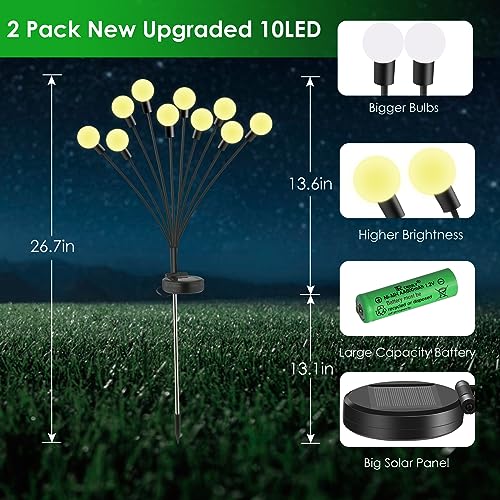 Firefly Garden Lights Solar - Swaying Outdoor Waterproof, Warm White 20 Led
