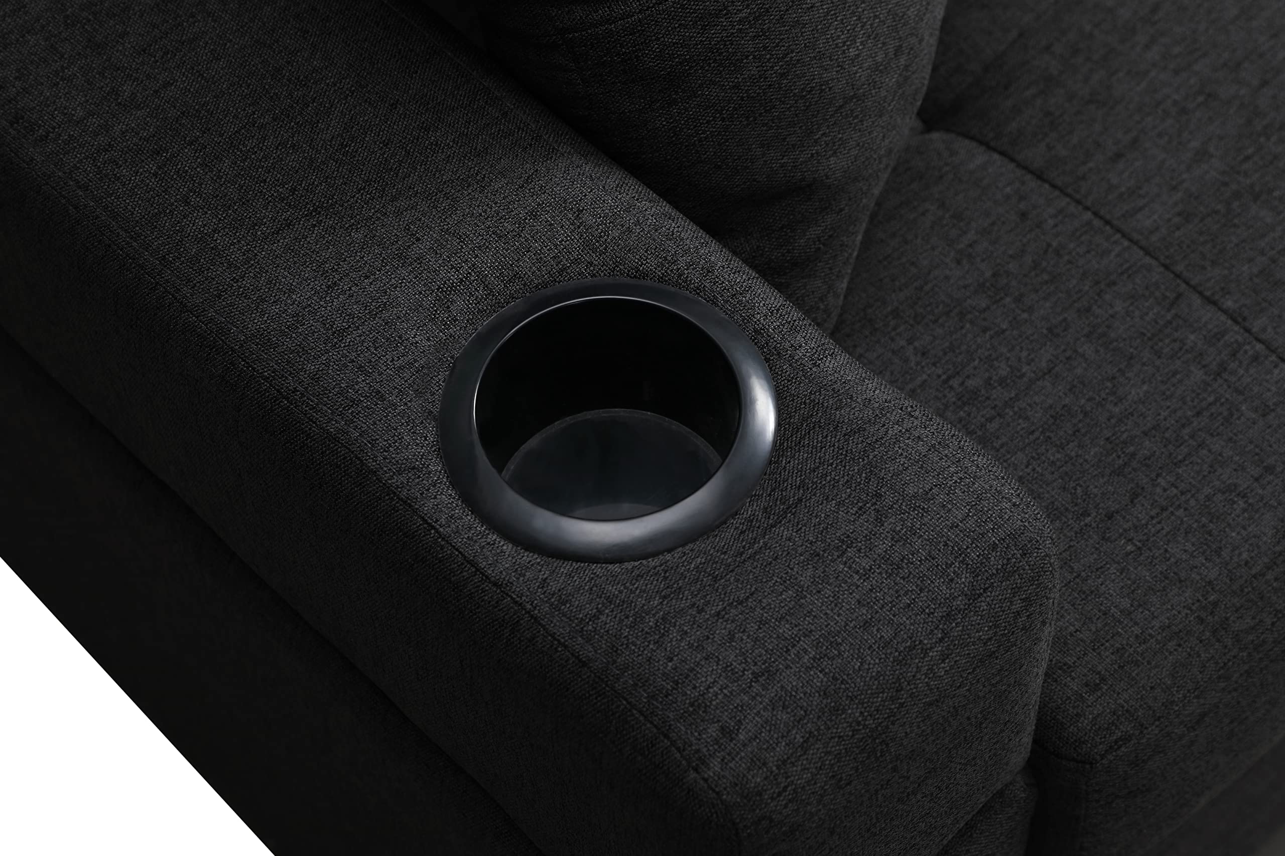 BIADNBZ Modern Sectional Sofa with Chaise Lounge and Cupholders, Modern L-Shaped Couch Set with 2 Pillows for Living Room Apartment Office, Black