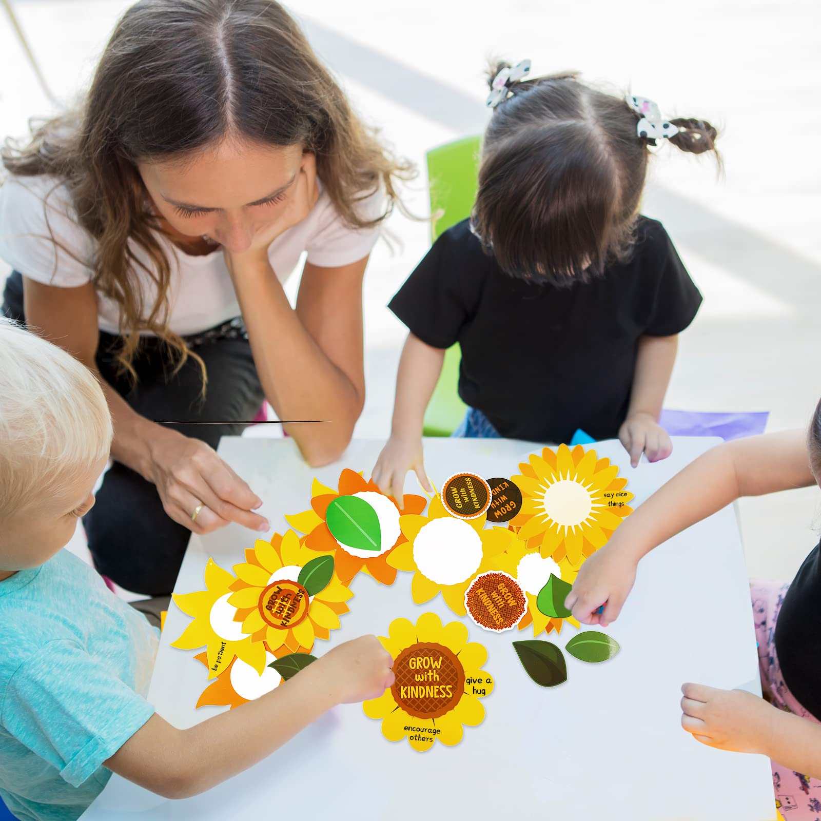 Patelai 30 Sets Be Kind Sunflower Craft Kit for Kids DIY Religious Kindness Sunflower Make Your Own Sunday School Craft Bulk for Kids Summer Spring Fun Home Classroom Activities