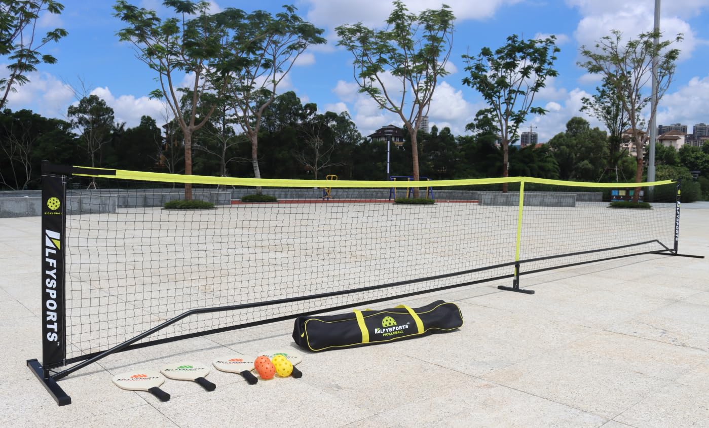 Pickleball Set with Net, Portable Indoor and Outdoor Pickleball Net System with Paddle Set of 4, Stable Pickle Ball Nets for Driveway Easy Assembly