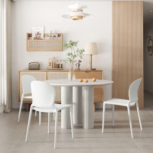 LESHI Dining Chair Modern Kitchen Dining Room Chairs Minimalist Style Creative Design- Set of 2, Premium Plastic, White