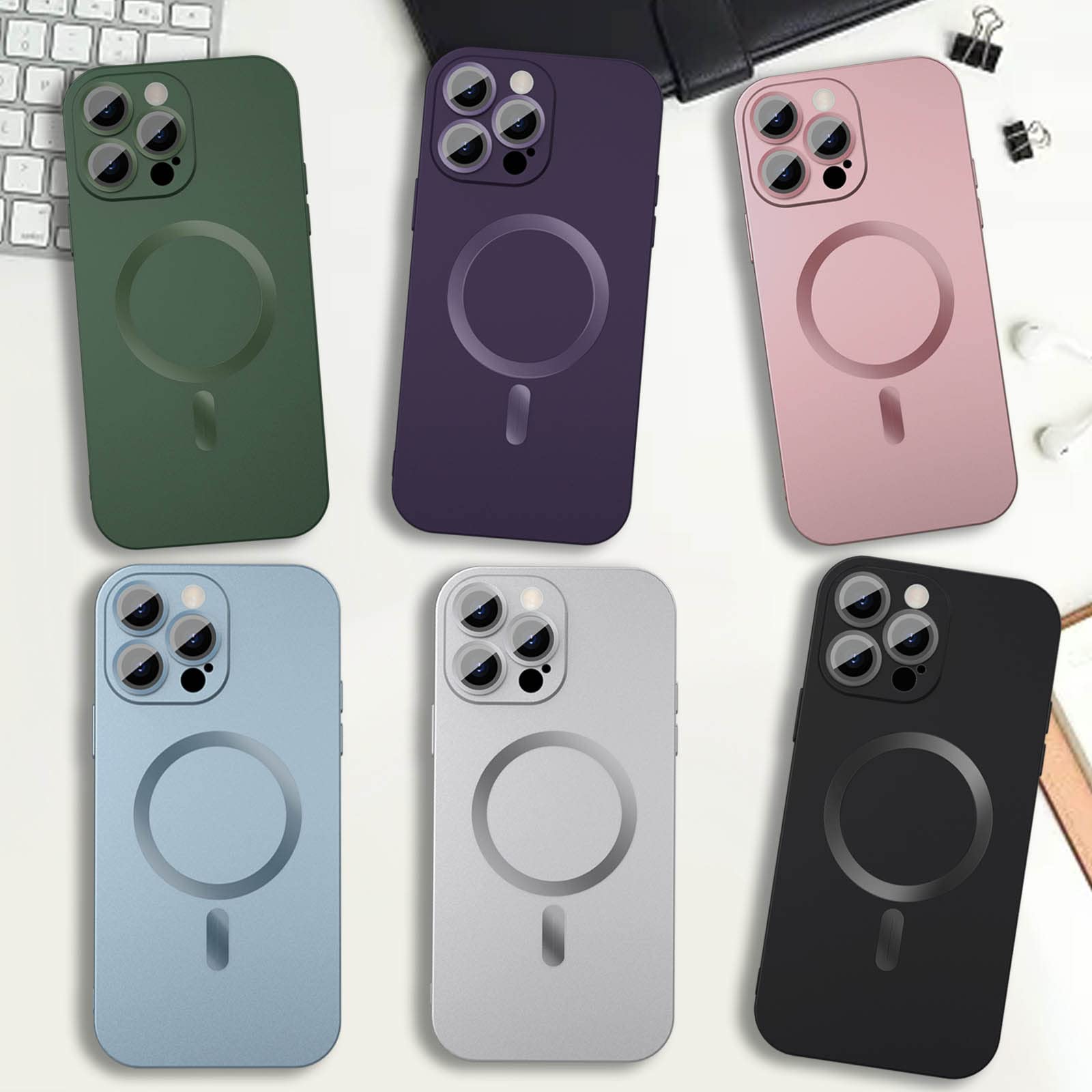 Womdakon Magnetic Case for iPhone 14 Pro Max Phone Case for Women, [Adaptation with Magsafe] Matte Luxury Soft Metallic Luster Design for iPhone 14 Pro Max 6.7'' with Camera Protector-Purple