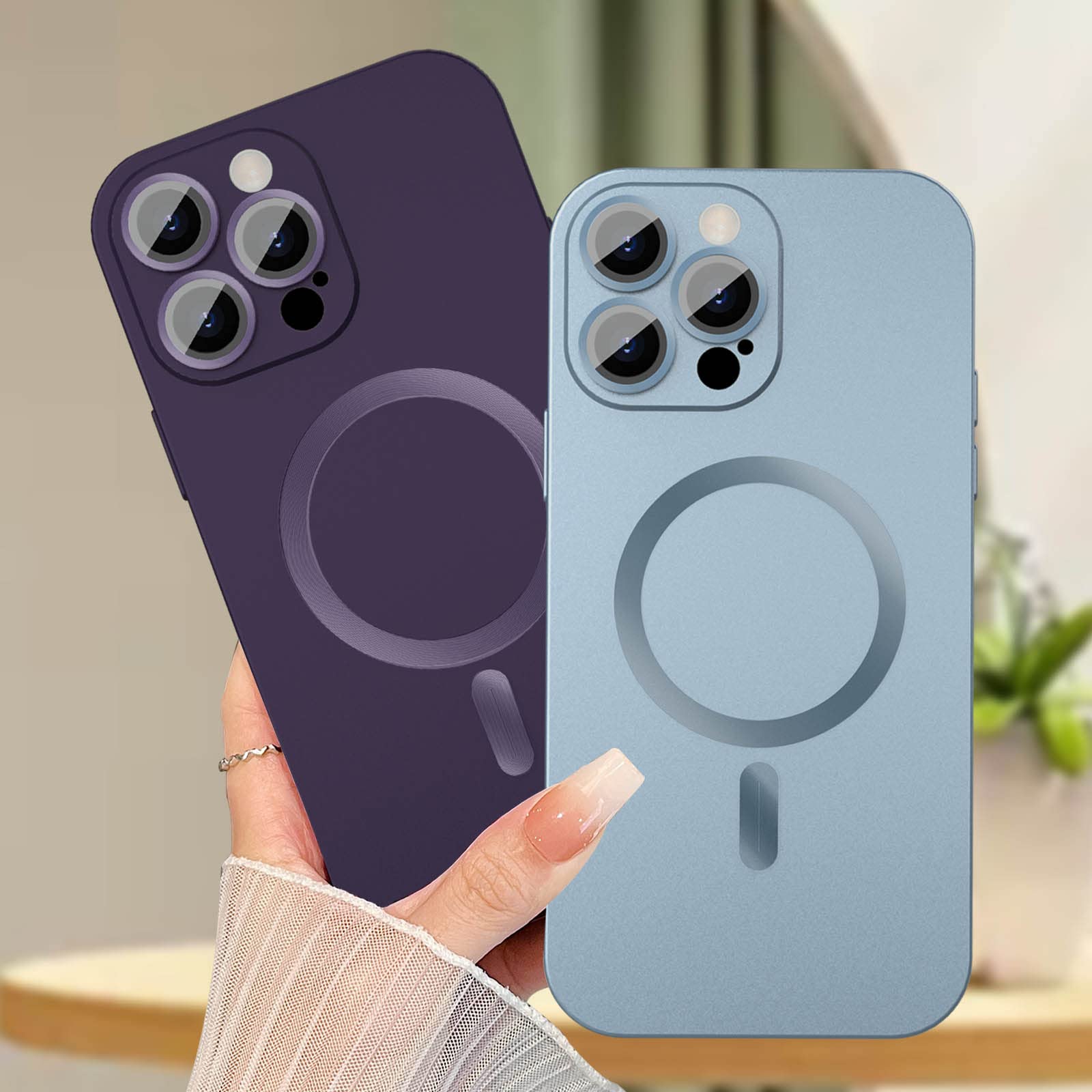 Womdakon Magnetic Case for iPhone 14 Pro Max Phone Case for Women, [Adaptation with Magsafe] Matte Luxury Soft Metallic Luster Design for iPhone 14 Pro Max 6.7'' with Camera Protector-Purple