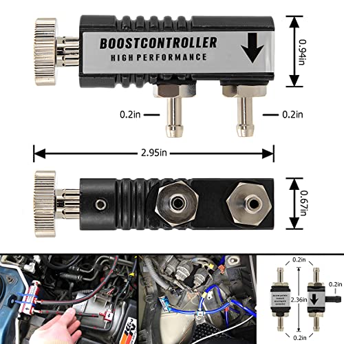 BELOMI Turbo Engine Controller Kit, Universal 1-30 PSI Manual Turbo Boost Controller, Aluminum Adjustable Boost Bleed Valve, Vehicle Interior Modification Accessories for Most Car (Black)