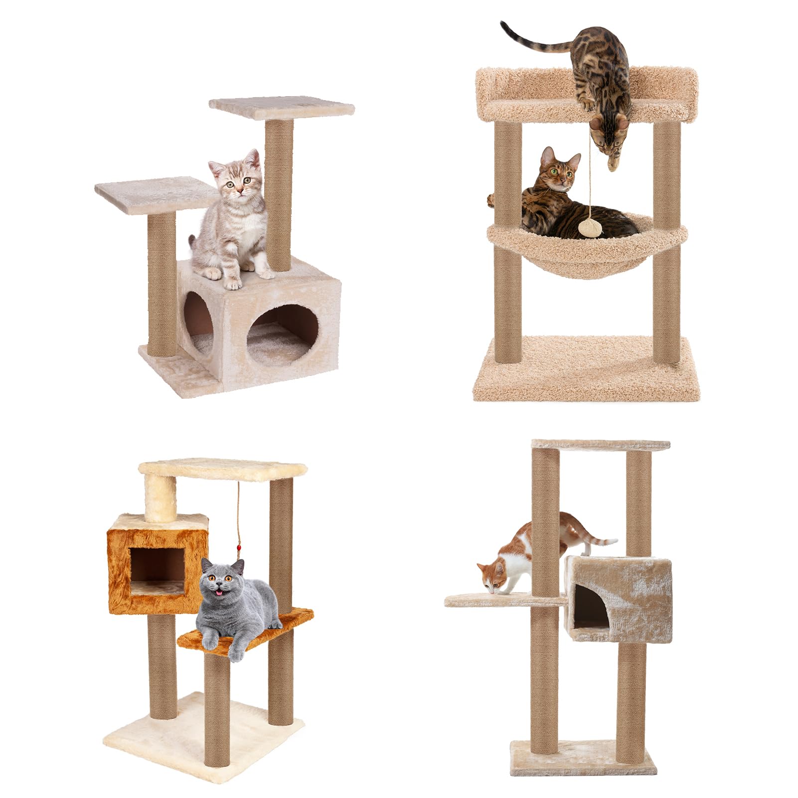 PETUOL 4 PCS M8 Cat Scratching Post Replacement, 15.7 x 3.1 Inches Cat Tree Replacement Post Jute Pole for Indoor Cats with M8 Screws, for Kitten Tree Tower Spare Cat Furniture Accessories