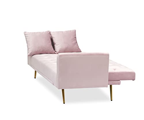 Tufted Upholstered Velvet Modern Futon Loveseat Sleeper Sofa Bed Convertible Couch Daybed,Folding Sofá Beds Recliner,Small Love Seat 2-Seat Couches with Toss Pillows&Metal Legs for Living Room