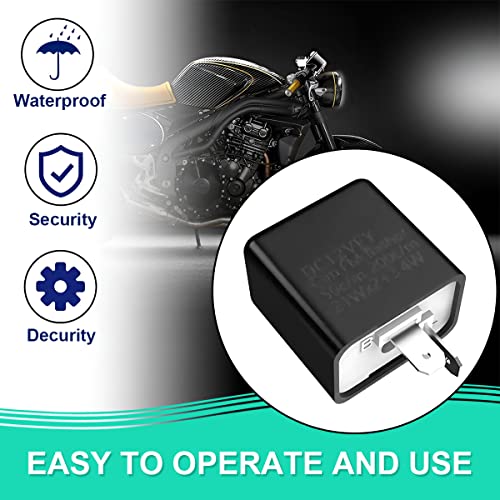 zipelo 2 Pin LED Electronic Turn Signal Flasher Relay, 4 PCS 12V Speed Adjustable LED Indicator Flasher Relay Fix for Turn Signal Light & Hazard Warn Hyper Fast Flash for Car and Motorcycle (Black)