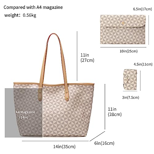 Women's Shoulder Bags Satchel Handbags Fashion Checkered Wallet Tote Bag Shoulder Bag Top Handle Satchel Purse Set 3pcs