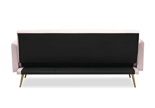 Tufted Upholstered Velvet Modern Futon Loveseat Sleeper Sofa Bed Convertible Couch Daybed,Folding Sofá Beds Recliner,Small Love Seat 2-Seat Couches with Toss Pillows&Metal Legs for Living Room