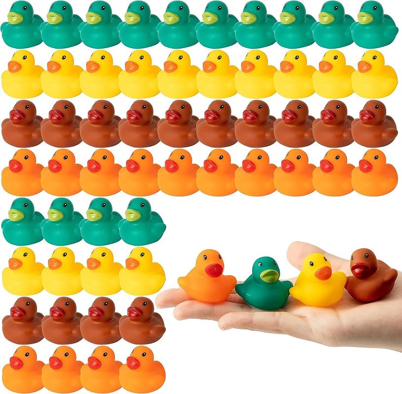 Haooryx 60pcs Christmas Mini Rubber Ducks Mini Float Ducky Pool Toys Novelty Squeeze Ducks for Christmas Festival Theme Party Favors Supplies Basket Stuffer Baby Shower Birthday Pool Party Decoration