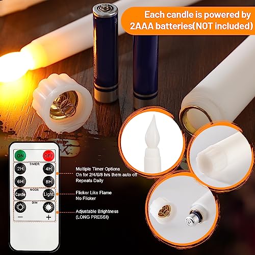 Liliful 24 Pcs Halloween Hanging Floating Candles Flameless LED Taper Candles Magic Hanging Flameless Candles Battery Operated Warm Light for Halloween Party Decor(White, 11.8inch)