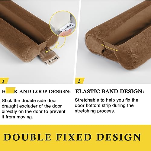 Fowong Adjustable Under Door Noise Stopper 30" to 36" Double Side Draft Stopper Gap Seal up to 1.5" Dustproof Soundproof Brown