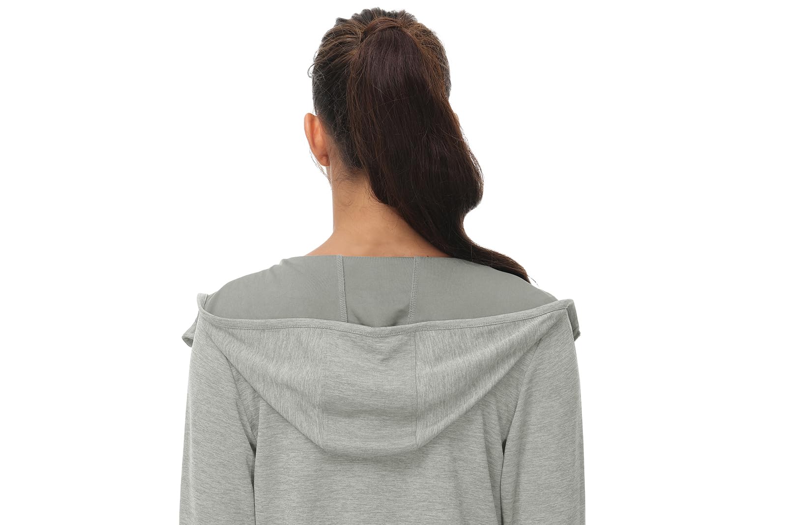 BASUDAM Women's Hiking Shirts Lightweight UPF 50+ Sun Protection Open Zippered Outdoor Hoodie Jackets Silver Gray XL
