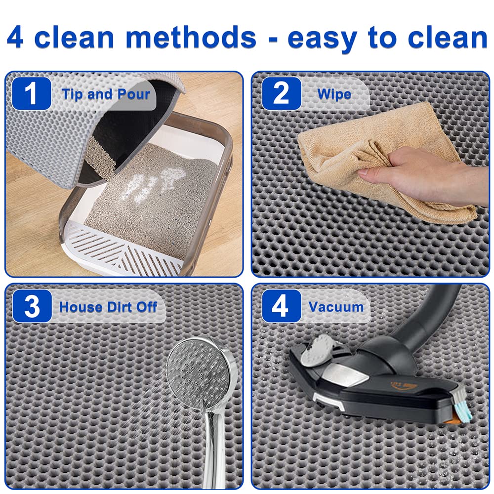 BrLacHhaZ Cat Litter Mat, Double Layer Litter Box Mat, Urine & Water Proof Cat Litter Catcher Mat, (30 x 22 Inch) Large Litter Trapping Mat Washable, Scatter Control