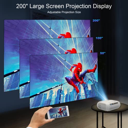 Staratlas Mini Projector 2022 Upgraded Portable Projector,9000 Lumen 50000 Hours Multimedia Home Theater Movie Projector,Compatible with iOS/Android Full HD 1080P HDMI,VGA,USB,AV,Laptop,Smartphoneā¦
