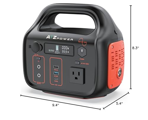 ATZ POWER Portable Power Station, Solar Generator 296Wh Power Bank with 110V Pure Sine Wave AC Outlet 80000mAh Lithium Battery Generators for Home Use, Camping, Travel, Emergency Backup