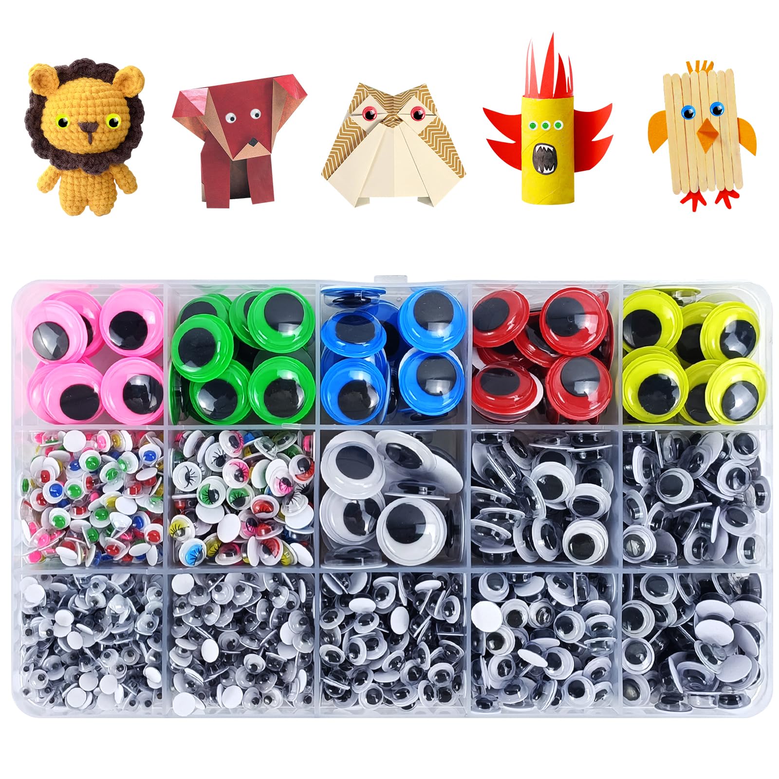 1680Pcs Googly Eyes Self Adhesive, Google Eyes for Crafts, Multi Colored Assorted Sizes Wiggle Eyes for DIY, Googly Eyes Stickers for Art Crafts Decoration, Toy Accessories
