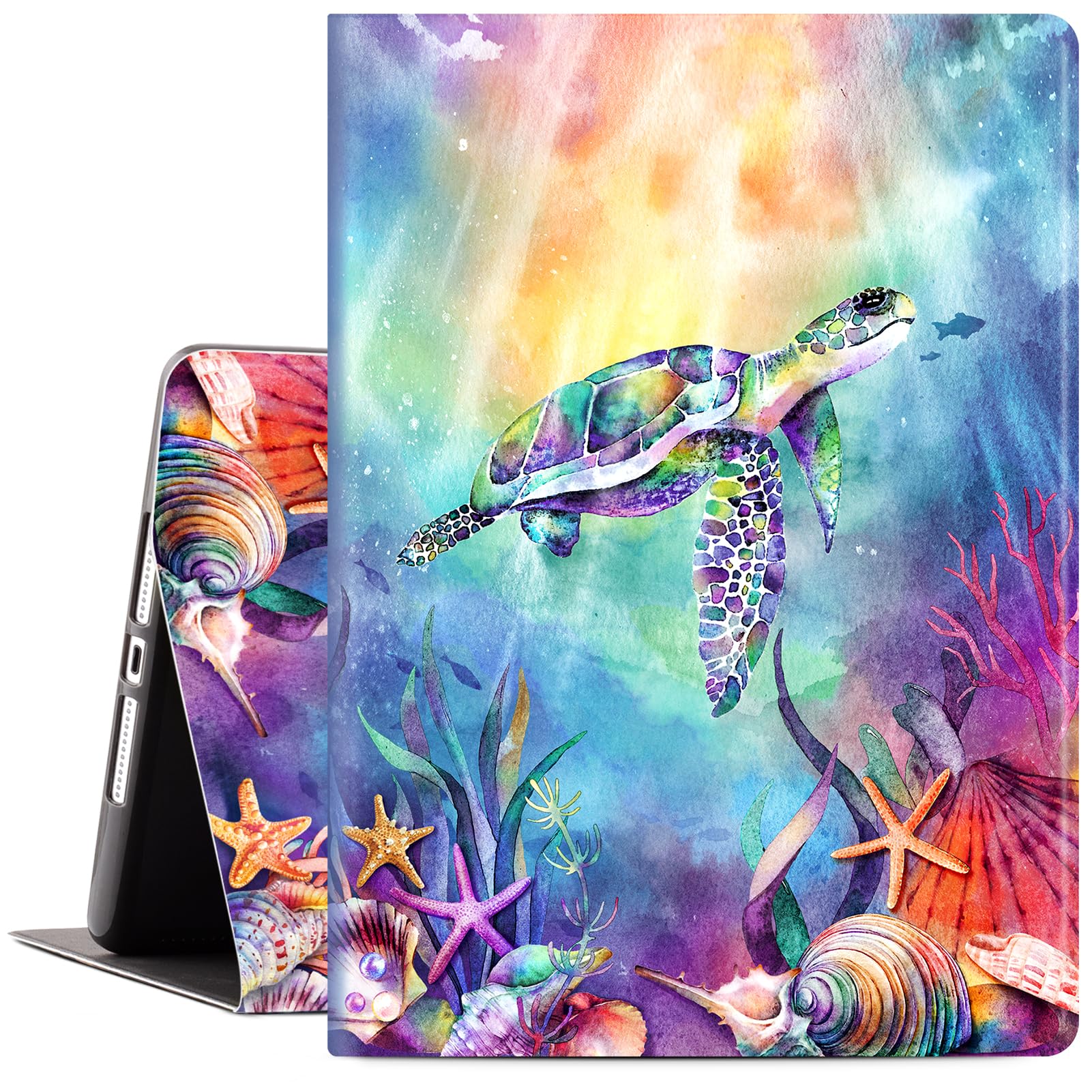 Lokigo New iPad 10.2 Case for iPad 9th Generation Case/iPad 8th Gen/iPad 7th Gen 10.2 Inch iPadCase for Kids Multi-Angles Viewing iPad Cover 9th Generation Case,Turtle