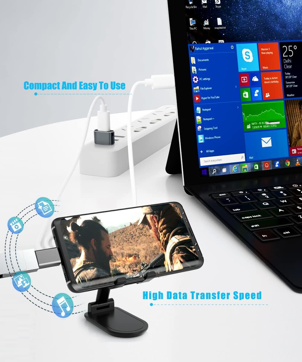 Basesailor USB to USB C Adapter with C Male to 3.0 Female Charger 4Pack,Thunderbolt 4 OTG Converter for MacBook,iPhone 16 16e 15 14 13 Plus Pro Max,Samsung Galaxy AI S25 S24 23 Ultra,iPad Air,AirPods
