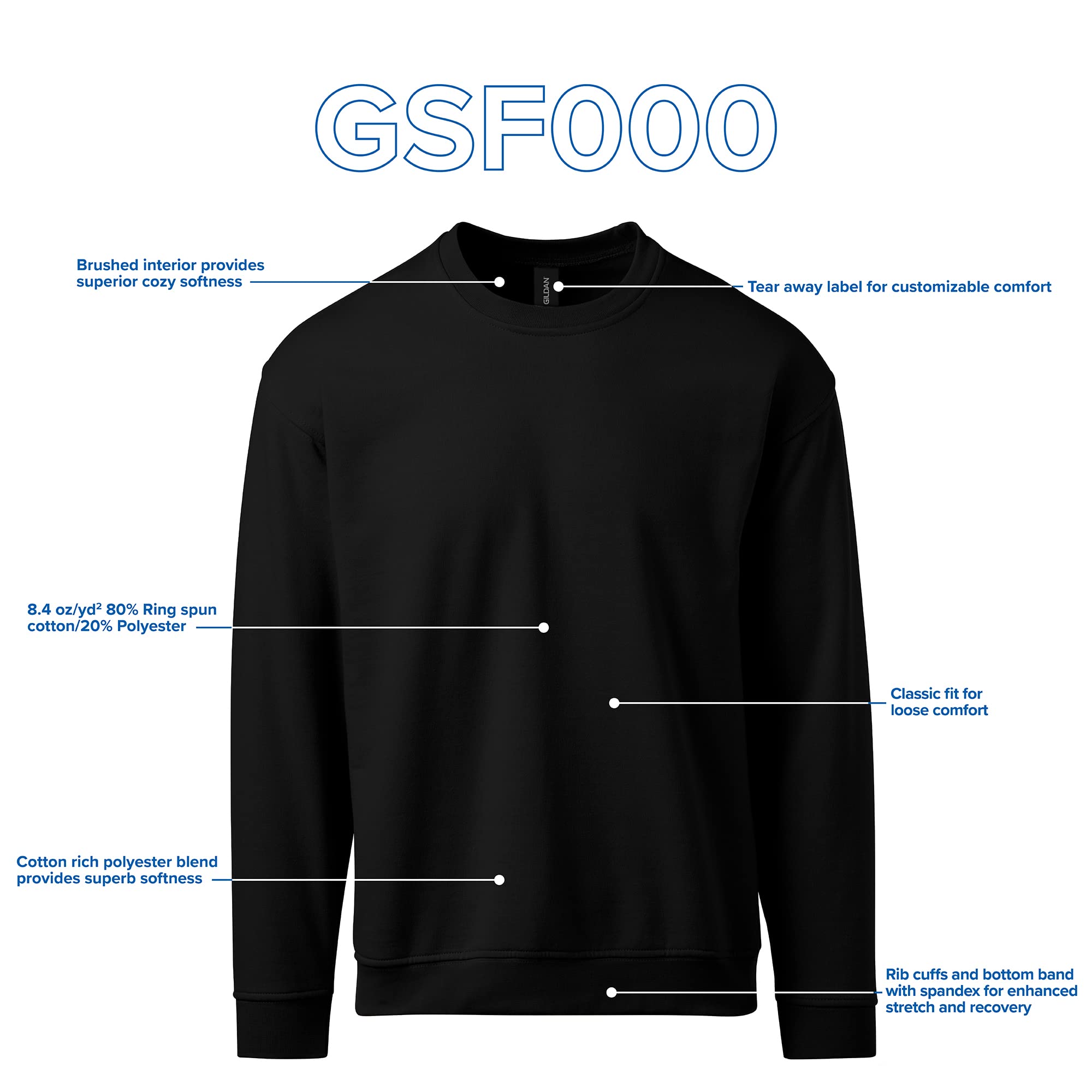 Gildan Softstyle Crewneck Sweatshirt, Style GSF000, Dark Heather