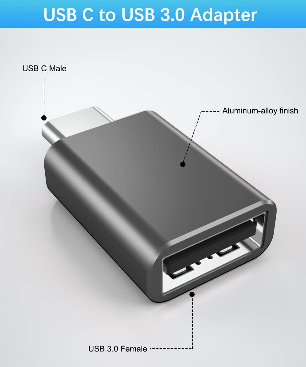 Basesailor USB to USB C Adapter with C Male to 3.0 Female Charger 4Pack,Thunderbolt 4 OTG Converter for MacBook,iPhone 16 16e 15 14 13 Plus Pro Max,Samsung Galaxy AI S25 S24 23 Ultra,iPad Air,AirPods