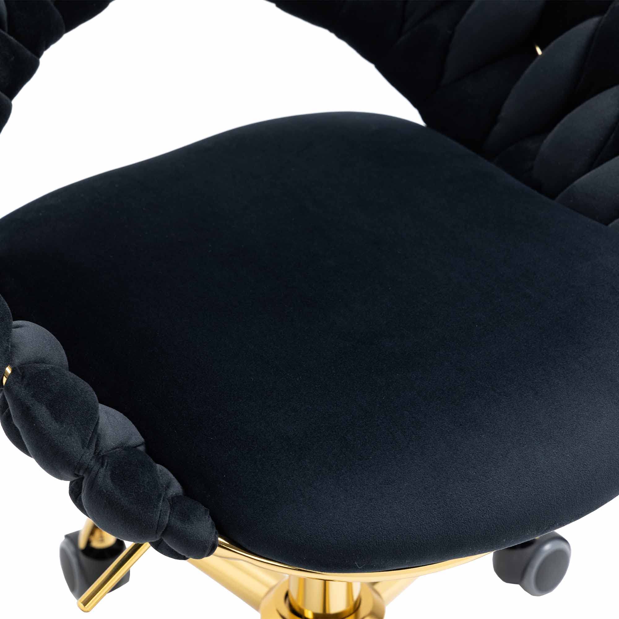 Olela Modern Velvet Armless Swivel Task Chair, Black+Velvet, Office, Living Room, Bedroom, 250 Pound Capacity, Fixed Height, Indoor Use
