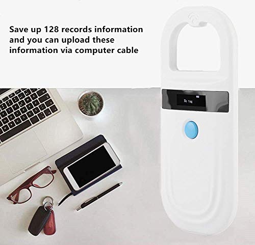 Microchip Reader RFID 134.2Khz, Pet ID Microchip Scanner with 0.91 Inch High Brightness OLED Display and Rechargable by Type-C for Animal Tracking