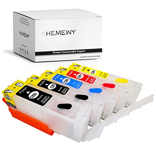 HEMEINY Empty Refillable Ink Cartridges Replacement for Canon PGI-250 CLI-251,Works with PIXMA MG5420 IP7220 MX722 MX922 MG5520 MG6420 MG5620 MG6620 MG5522 iX6820 Printer