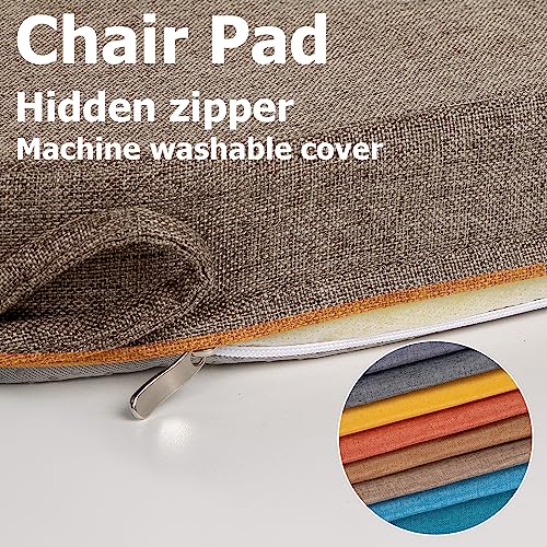Millsilo D-Shaped Chair Cushions for Dining Chairs with Ties and Removable Cover, Dining Kitchen Chair Pads, Indoor Dining Room Non-Slip Backing Seat Cushions 4 Set, 16.5" x 16.2" x 2" Autumn Color