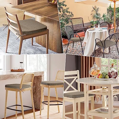 Millsilo D-Shaped Chair Cushions for Dining Chairs with Ties and Removable Cover, Dining Kitchen Chair Pads, Indoor Dining Room Non-Slip Backing Seat Cushions 4 Set, 16.5" x 16.2" x 2" Autumn Color