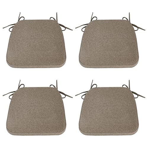 Millsilo D-Shaped Chair Cushions for Dining Chairs with Ties and Removable Cover, Dining Kitchen Chair Pads, Indoor Dining Room Non-Slip Backing Seat Cushions 4 Set, 16.5" x 16.2" x 2" Autumn Color